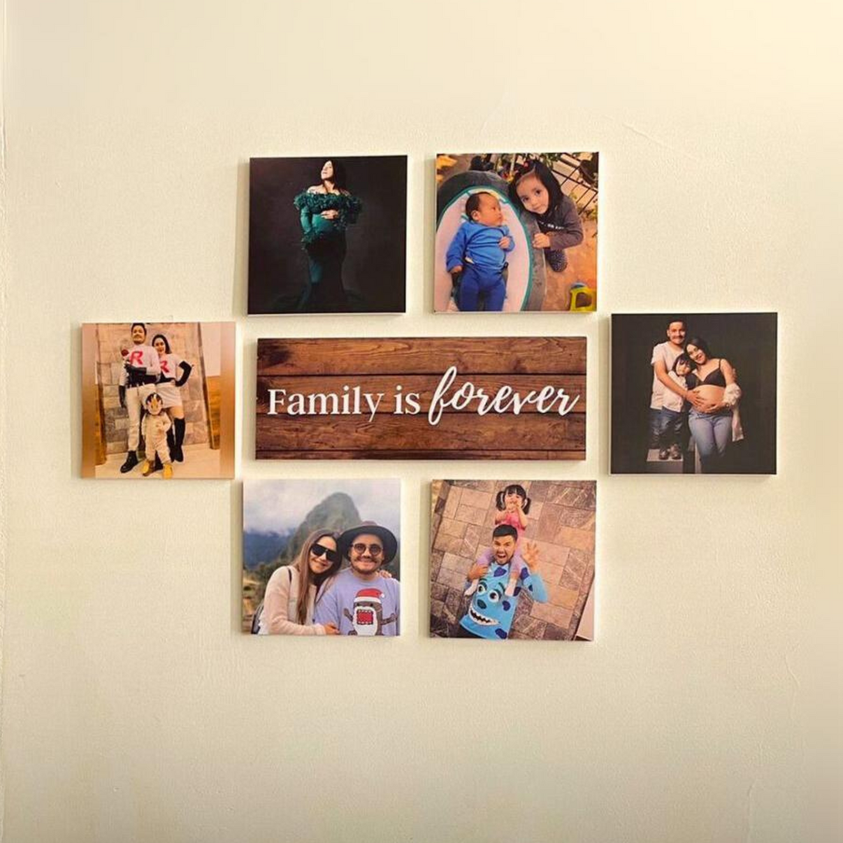 Set de 6 cuadros con foto impresa + 1 Letrero (Promo) – Wolpic